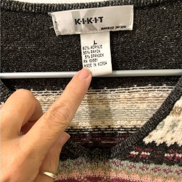 KIKIT | Sweaters | Vintage Kikit Winter Vneck Sweater | Poshmark